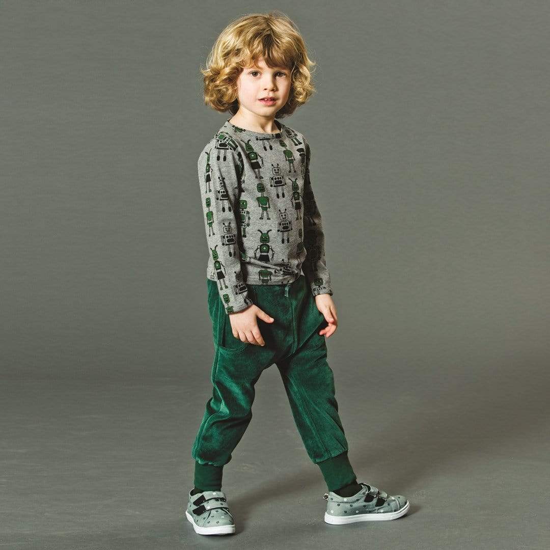Velour Baggy Pant: Hunter Green – Biddle and Bop